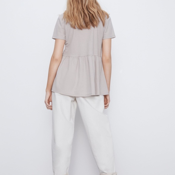Zara | Tops | Zara Ruffle Tshirt In Light Nude | Poshmark